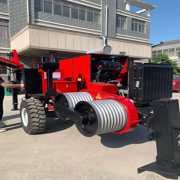 Red Color Diesel Engine Pulling OPGW Cable 9T Wire Stringing Equipment