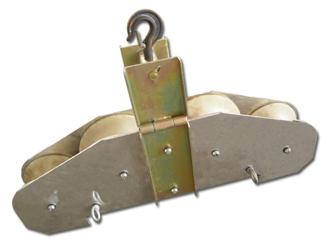 4 Nylon Wheel Cable Wire Rope Pulley Block , 80mm Thickness Wire ...