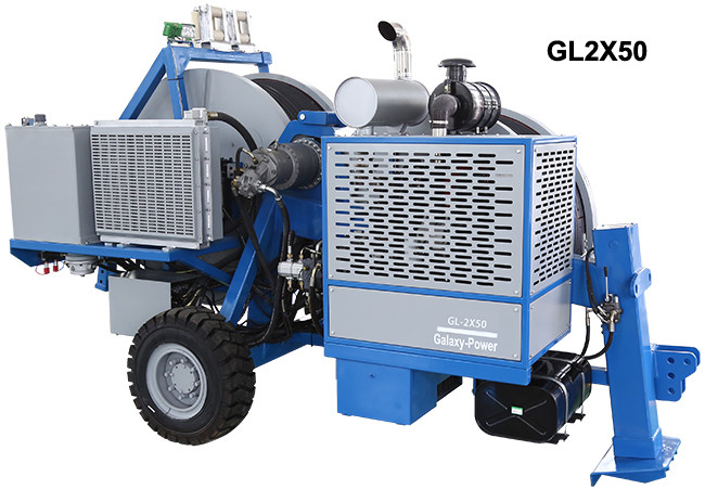 Pulling Type Conductor Stringing Machine , 2x50KN Tension Stringing ...
